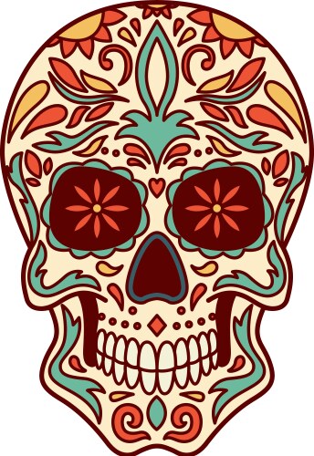 Sugar skull colored Royalty Free Vector Image - VectorStock