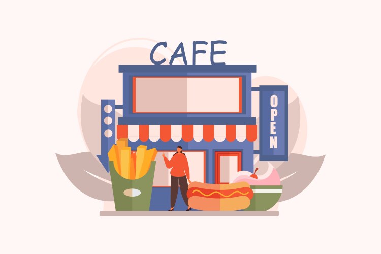 Coffee shop flat design Royalty Free Vector Image