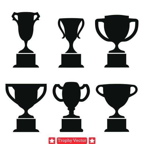 Celebrating success trophy set for winners Vector Image