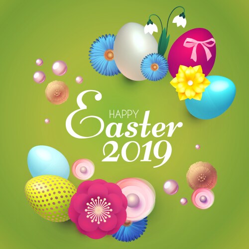 Happy easter design template with realistic Vector Image