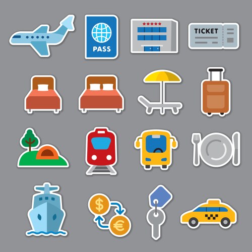 Transport toy stickers set Royalty Free Vector Image
