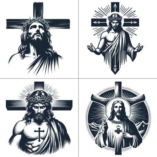 Jesus christ cross jesus praying Royalty Free Vector Image