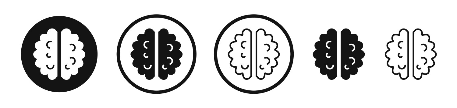 Brain icon set human memory symbol neurology sign Vector Image