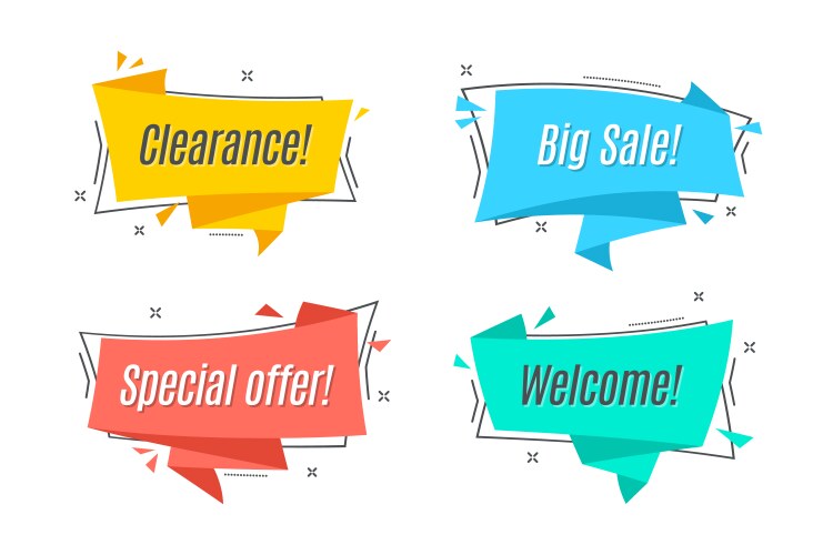 Flat linear promotion ribbon banner scroll price Vector Image