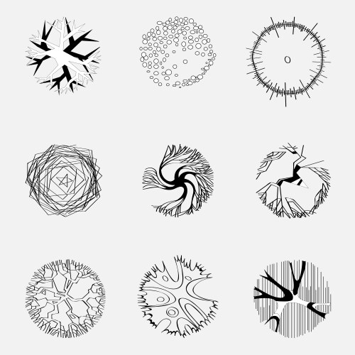 Tree plan top view for landscape set 5 Royalty Free Vector