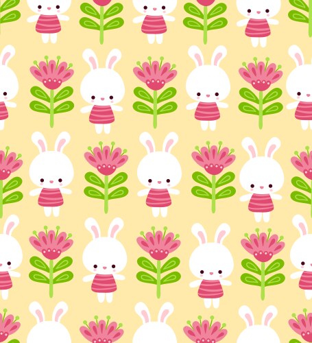 Seamless with cute rabbits Royalty Free Vector Image
