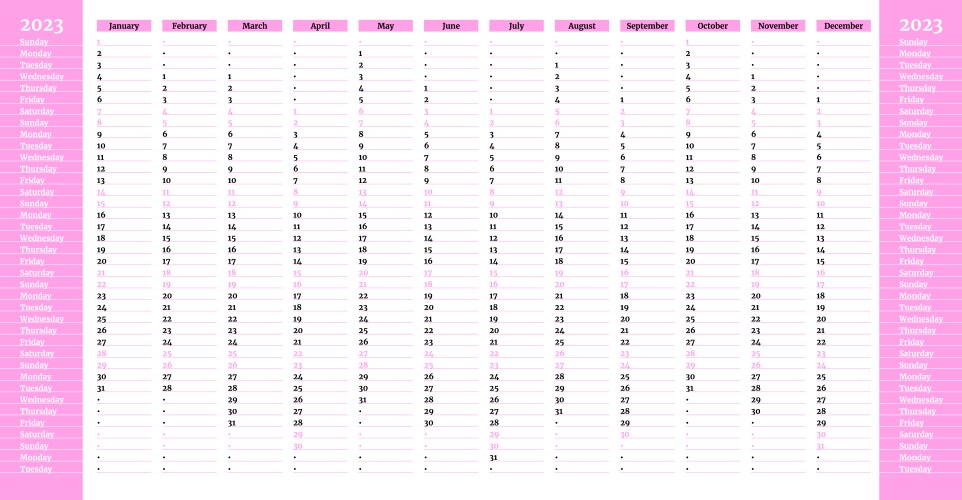 Annual calendar template in a minimalist style Vector Image