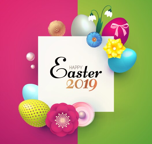 Happy easter design template with realistic Vector Image