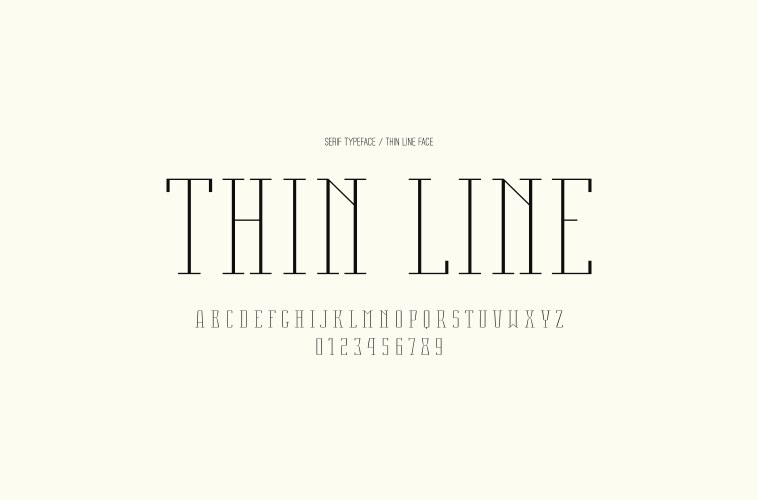 Serif font hair line in classic style Royalty Free Vector