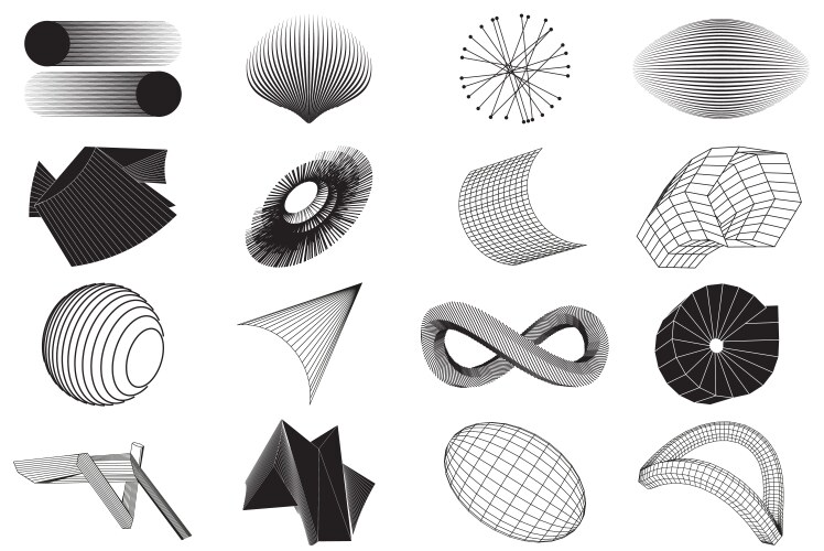 Abstract Geometric Shapes Set Transition Effect Vector Image