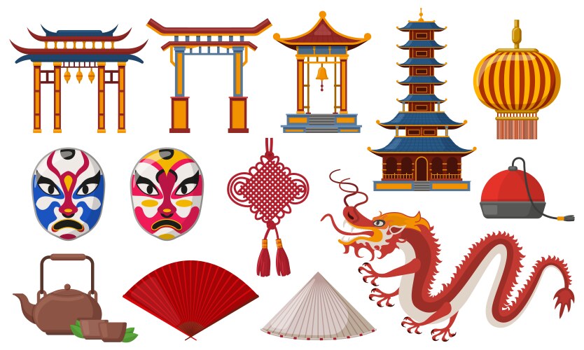 Chinese traditional architectural and cultural Vector Image