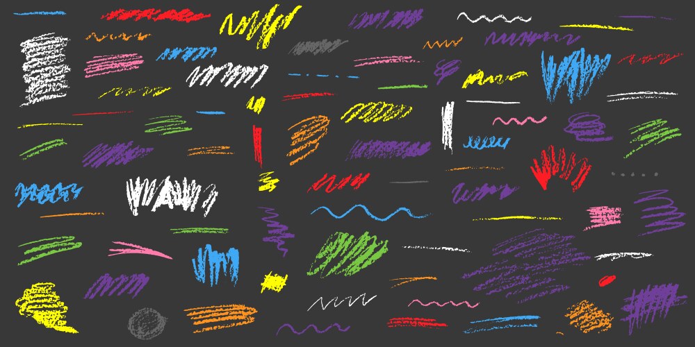 Set of hand drawn crayon scribbles and scrawls Vector Image