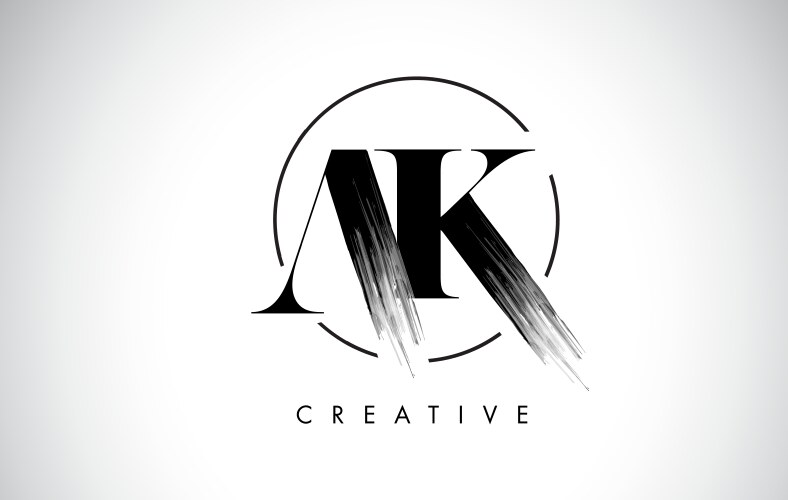 Ak a k brushed letter logo design with creative Vector Image