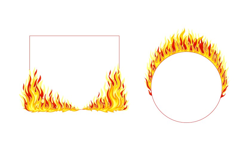 Fire round frame with hot burning tongue of flame Vector Image