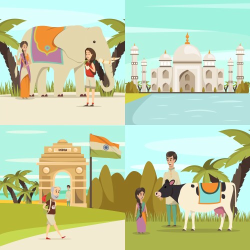 India icons cartoon Royalty Free Vector Image - VectorStock