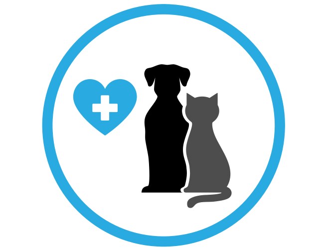 Blue veterinary icon with pets Royalty Free Vector Image