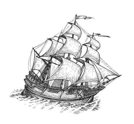 Black and White Ship Sketch Vector Images (over 9,500)