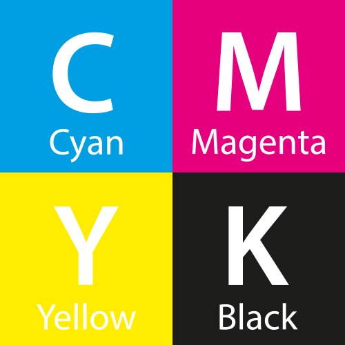 Cmyk print icon four drops in colors symbols Vector Image