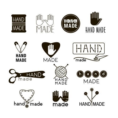 Handmade line vintage logo set Royalty Free Vector Image
