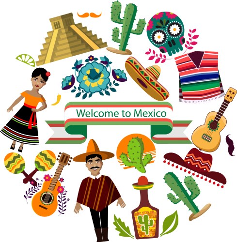 Mexican Doodle Set Royalty Free Vector Image - VectorStock