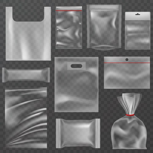 Packaging plastic polythene packs transparent Vector Image