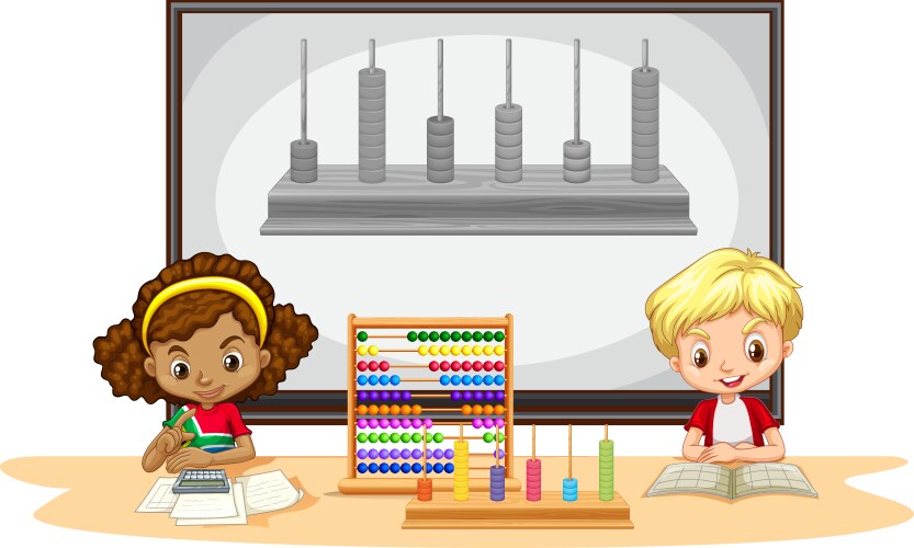 Kids having math lesson Royalty Free Vector Image
