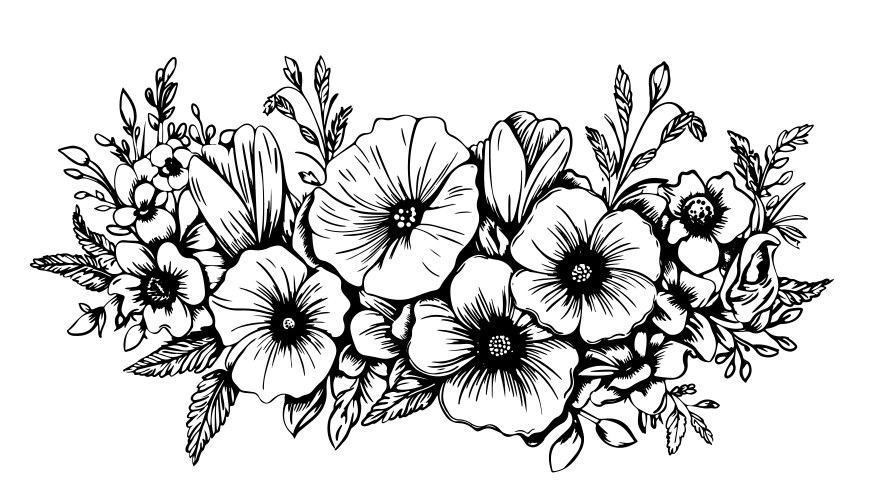 Field of wildflowers border sketch hand drawn Vector Image