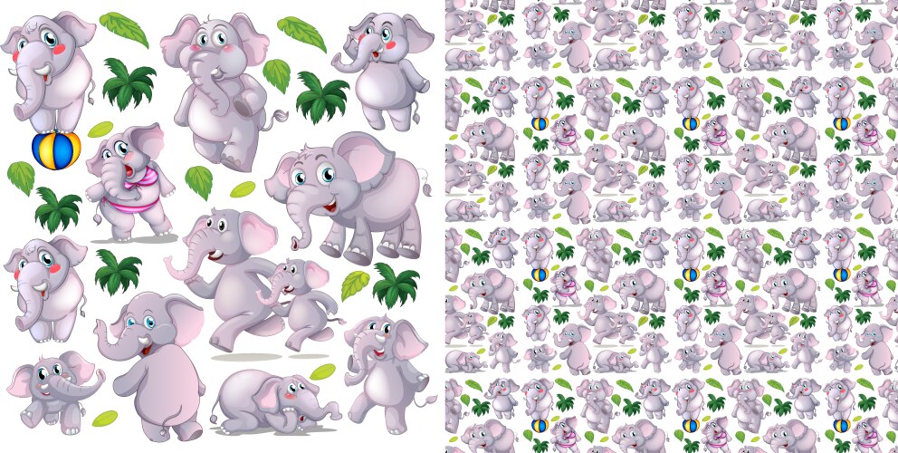 Cute animals cartoon set on white background Vector Image