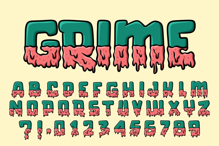 Slime alphabet melt grime typography set Vector Image