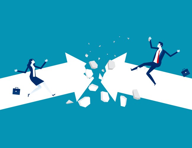 Broken road sign warning collapses with huge Vector Image