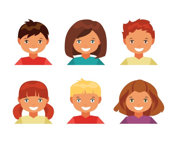 Cartoon children avatars joyful preschool smiling Vector Image