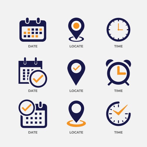 Date and Time Location Icon Vector Images (over 1,500)