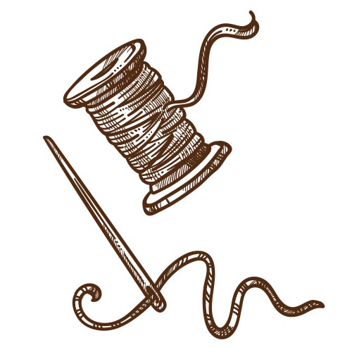 Needle with green thread on a white background Vector Image