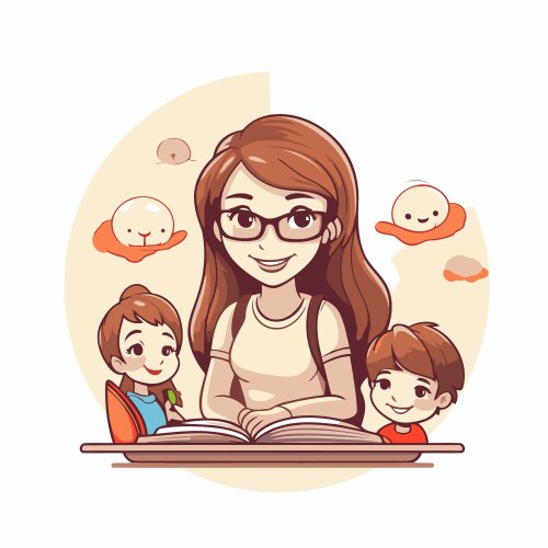 Teacher Reading A Book With Children Royalty Free Vector