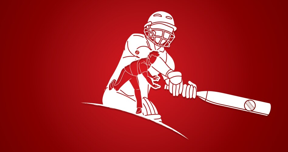 Cricket player action cartoon sport graphic Vector Image