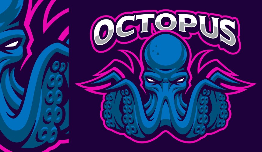 Kraken octopus sport mascot logo design Royalty Free Vector