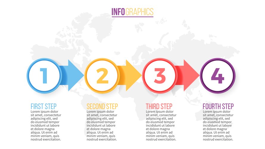 Colorful infographics options four steps Vector Image