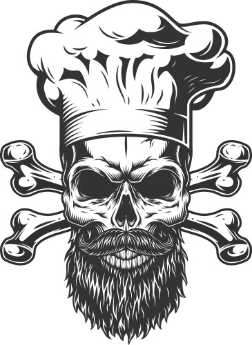 Vintage Skull with Chef's Hat Royalty Free Vector Image