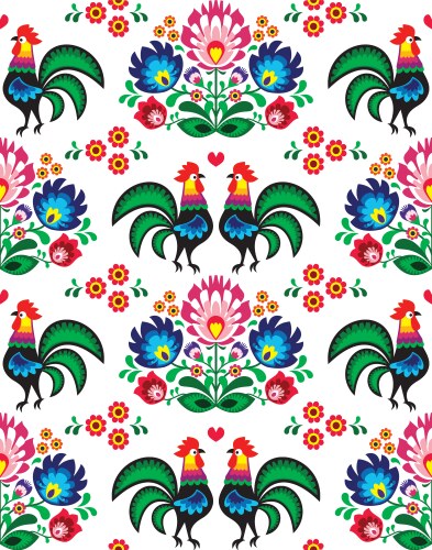 Folk art polish designs with flowers Royalty Free Vector