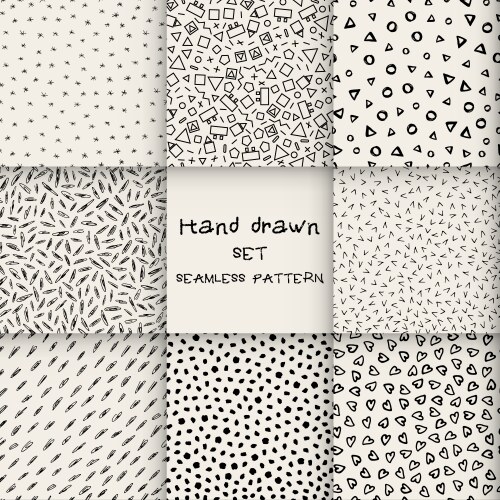 Hand drawn patterns set Royalty Free Vector Image