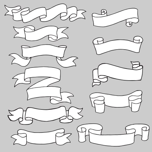 Hand-drawn banner scribble vintage scroll Vector Image