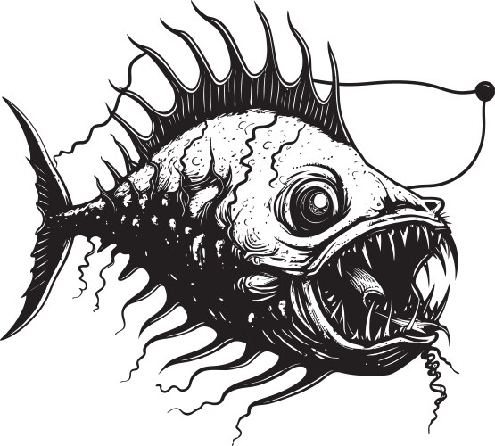 Abyssal abomination evil angler fish design Vector Image