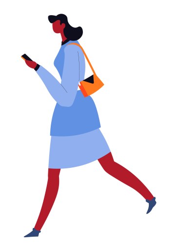 Smiling young woman character looking up view Vector Image