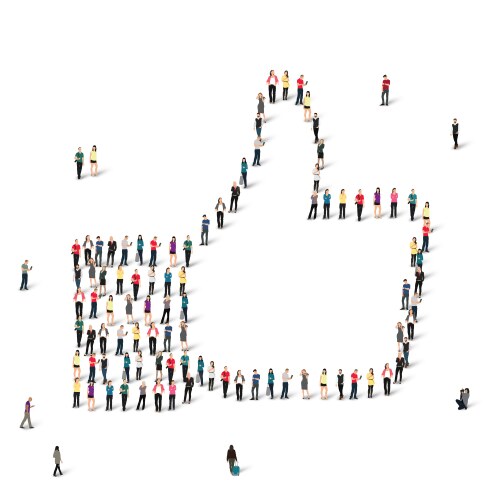 Big people crowd forming number two 2 shape Vector Image