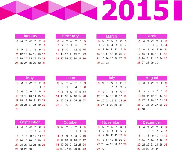 Calendar 2015 year with colored pencils Royalty Free Vector