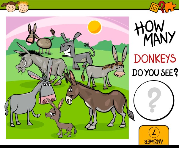 Counting cartoon horses farm animals educational Vector Image