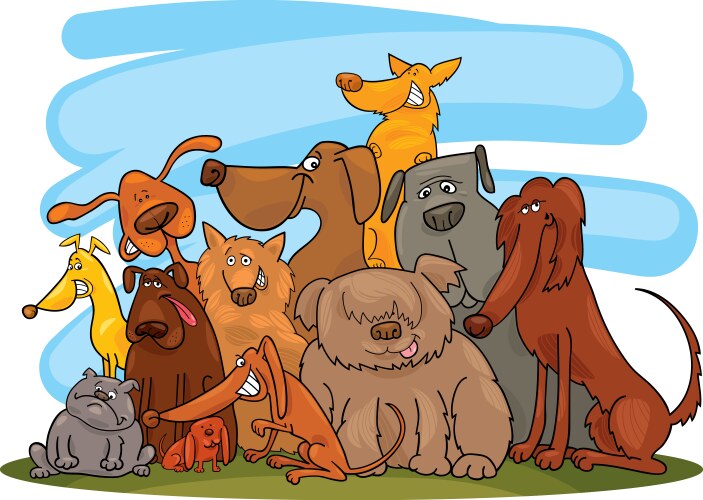 Purebred dogs group cartoon Royalty Free Vector Image