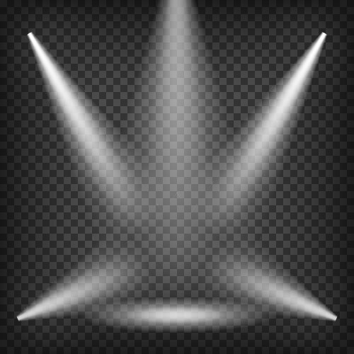 White beam lights spotlights scene Royalty Free Vector Image