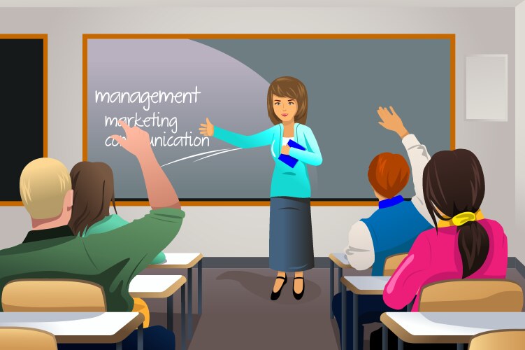 Math teacher teaching in classroom Royalty Free Vector Image