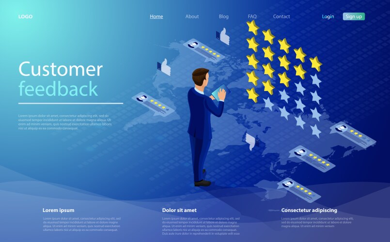 Ensures customer satisfaction soft blue concept Vector Image